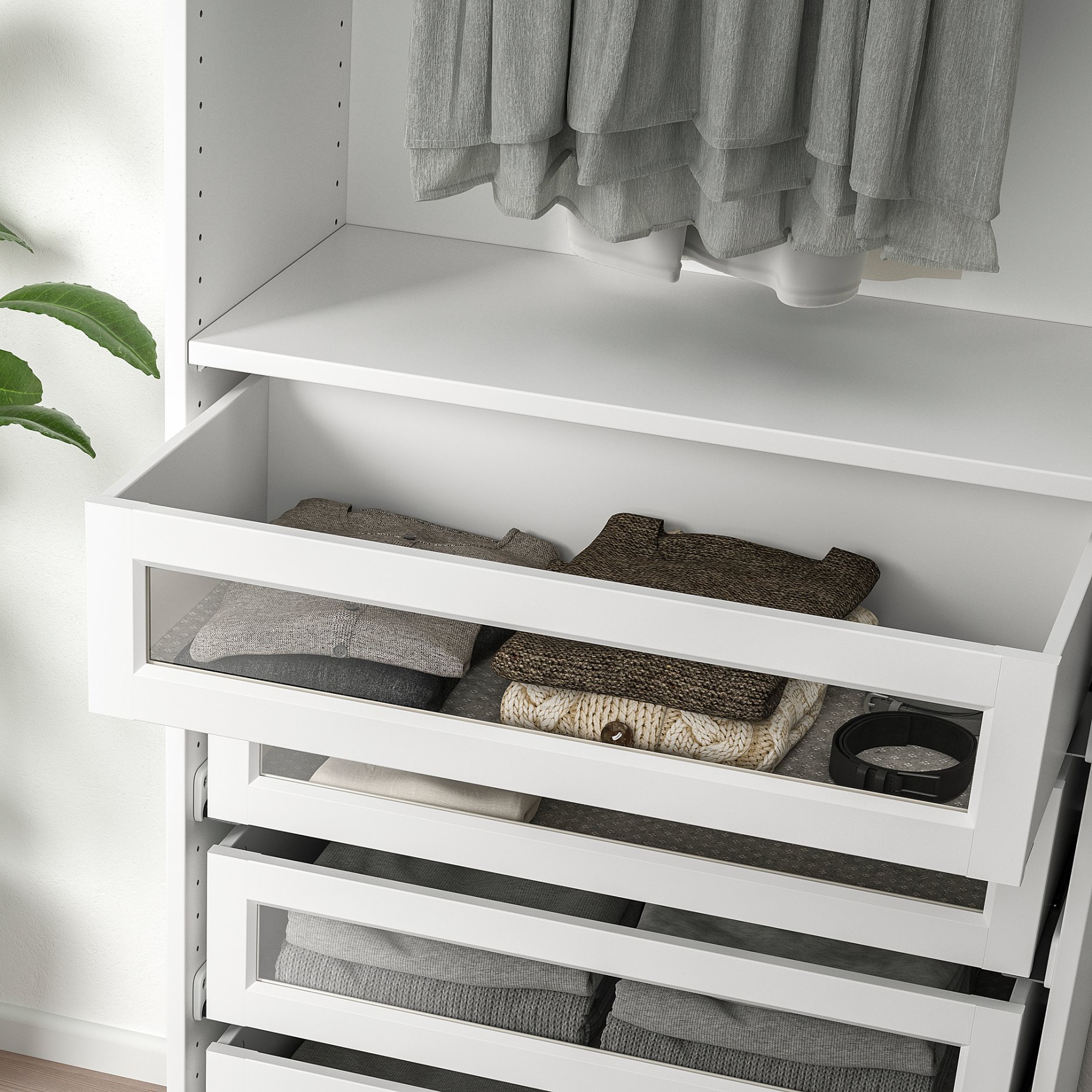 KOMPLEMENT drawer with framed glass front, 75x35 cm 50447017
