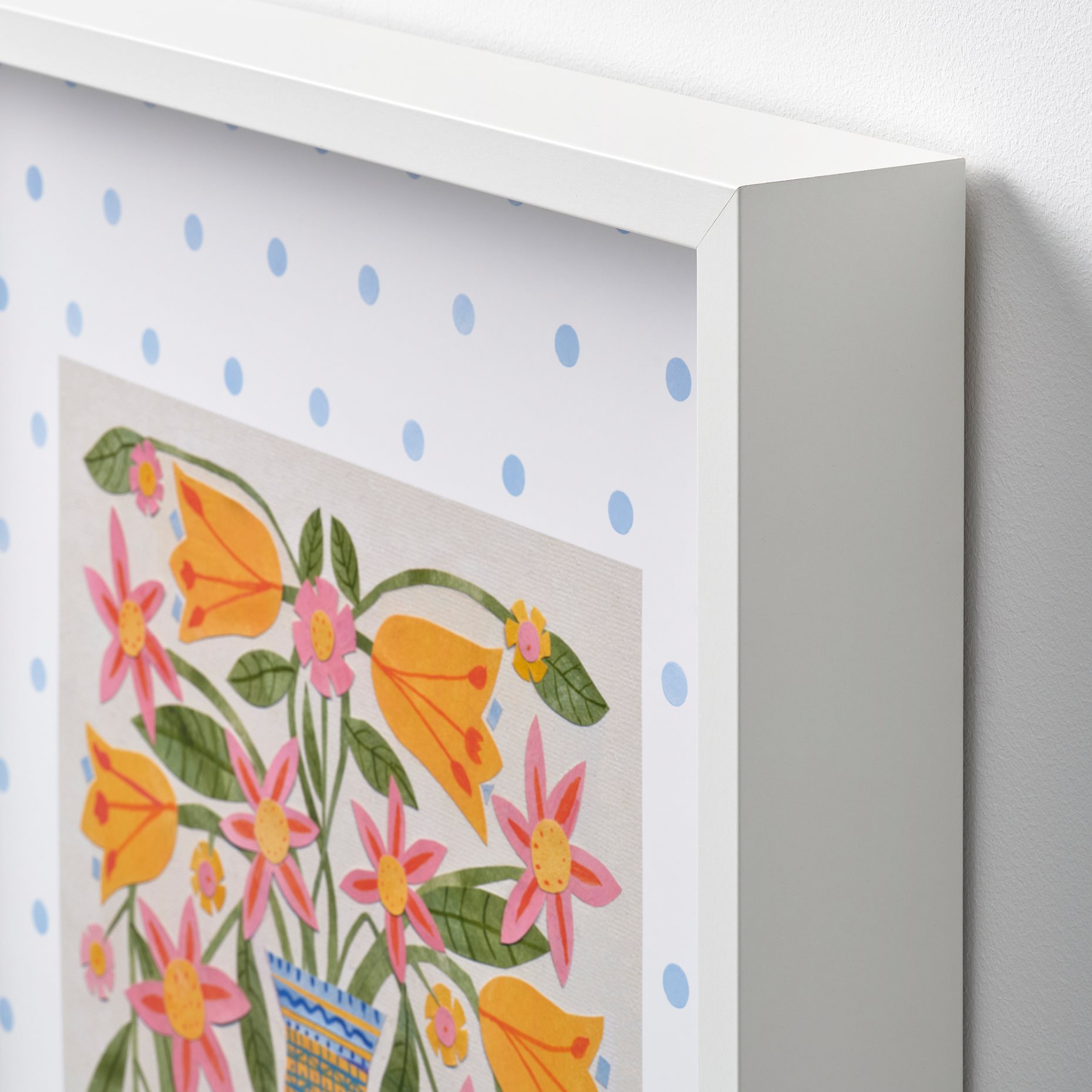 SANNAHED frame with poster/blue vase with flowers, 50x50 cm 90619610