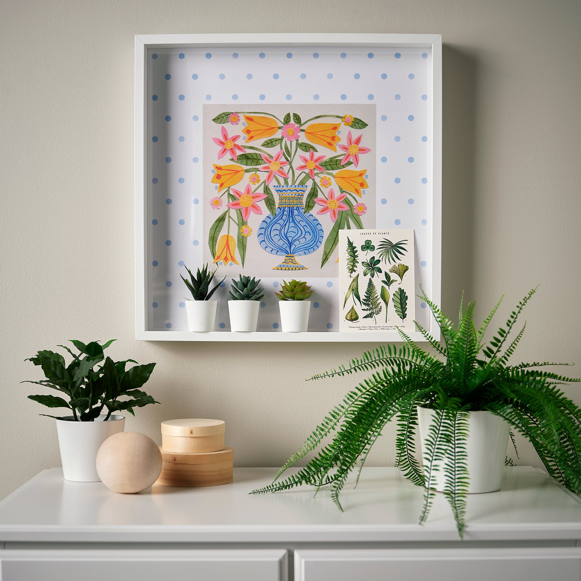 SANNAHED frame with poster/blue vase with flowers, 50x50 cm 90619610